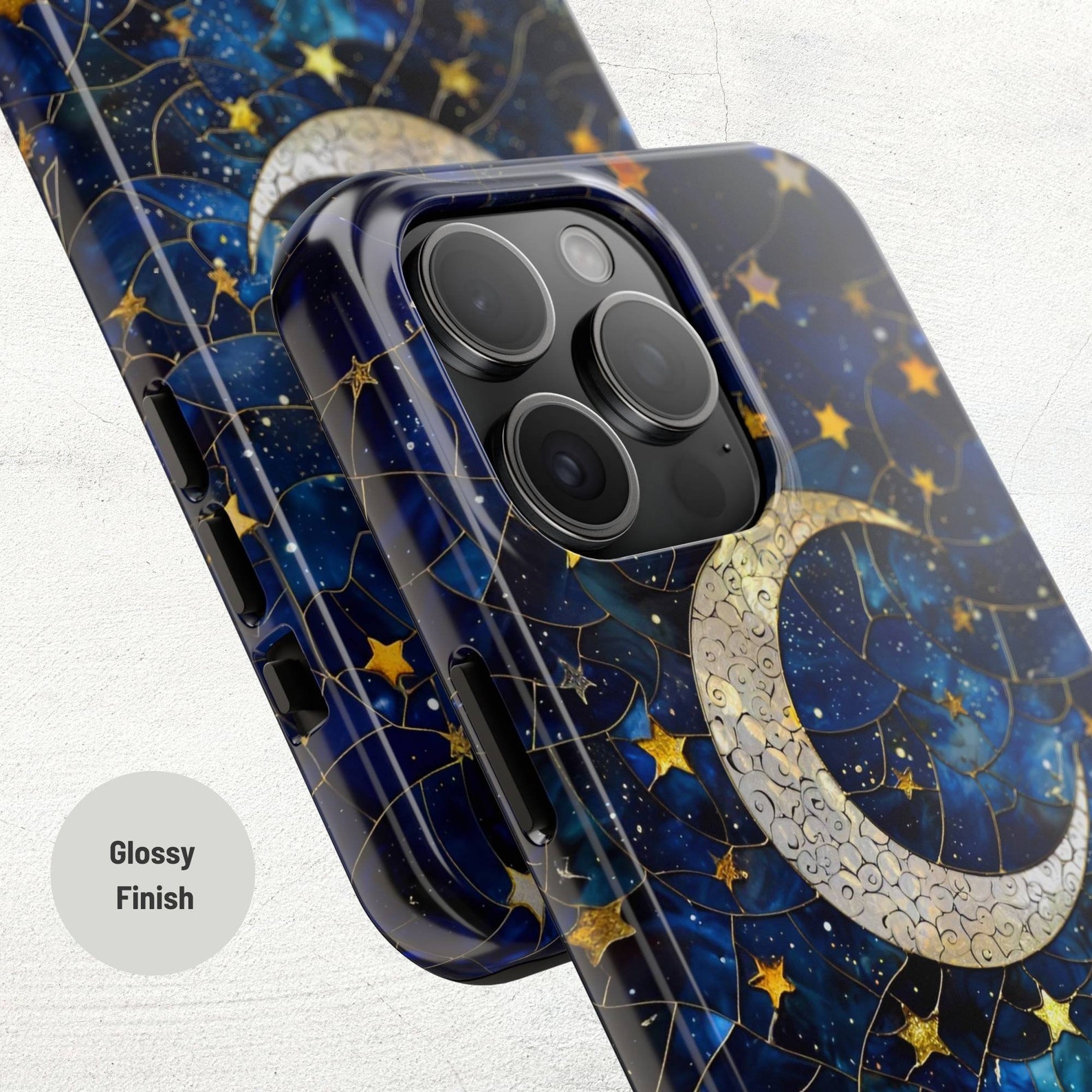 Moon and Stars Phone Case iPhone 16, 15, 14, 13, 12, Pro, Pro Max, Plus ...