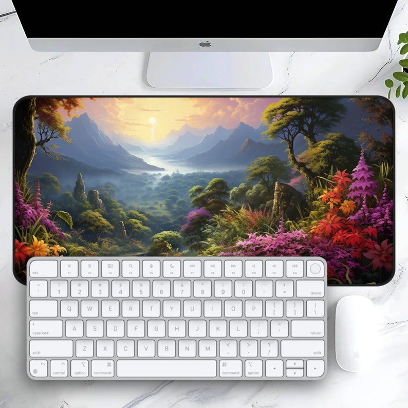 Paradise Sunrise Desk Mat, Fantasy Landscape Mousepad, Gaming Playmat ...