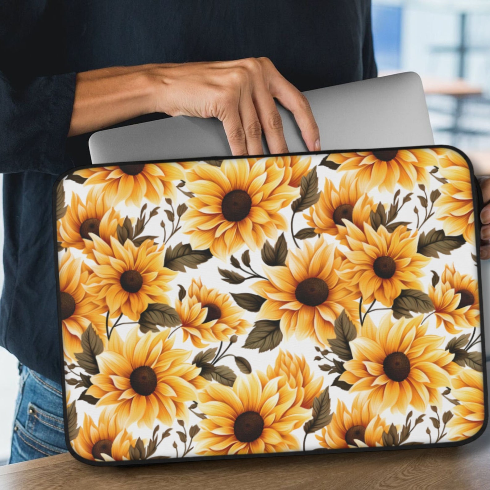 Sunflower Ghost Laptop Sleeve, Sun Flower Garden Computer Case for 12 ...