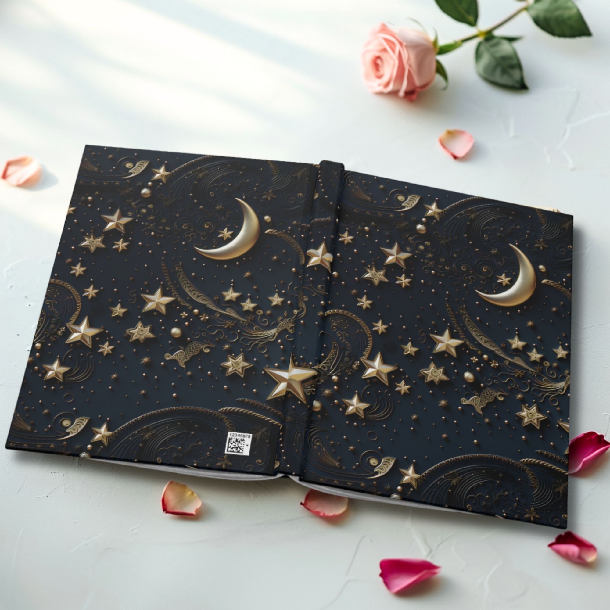 Moon and Stars Journal Personalized Hardcover Notebook Starry Night Sky ...