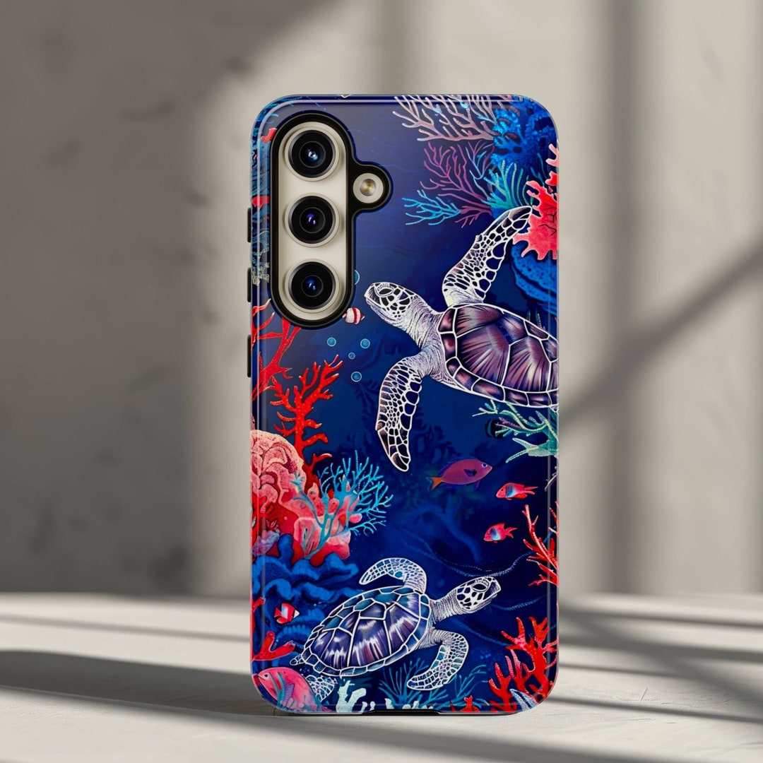 Underwater Sea Turtle Coral Phone Case for Samsung Galaxy S25, S24, S23 ...