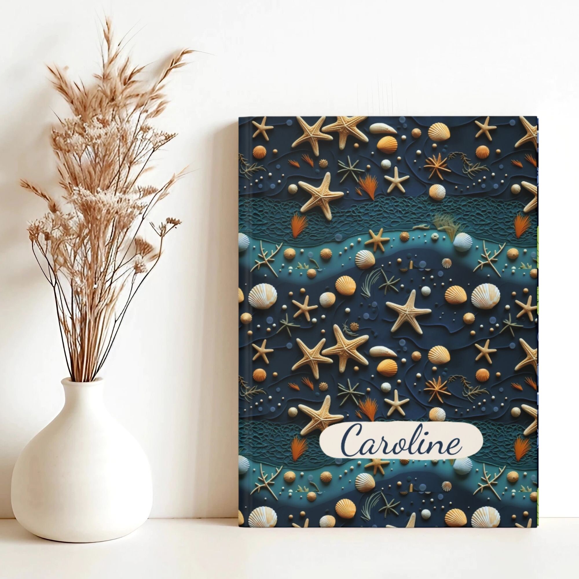 Marine Sea Life Journal Personalized Hardcover Notebook Ocean Star Fish ...