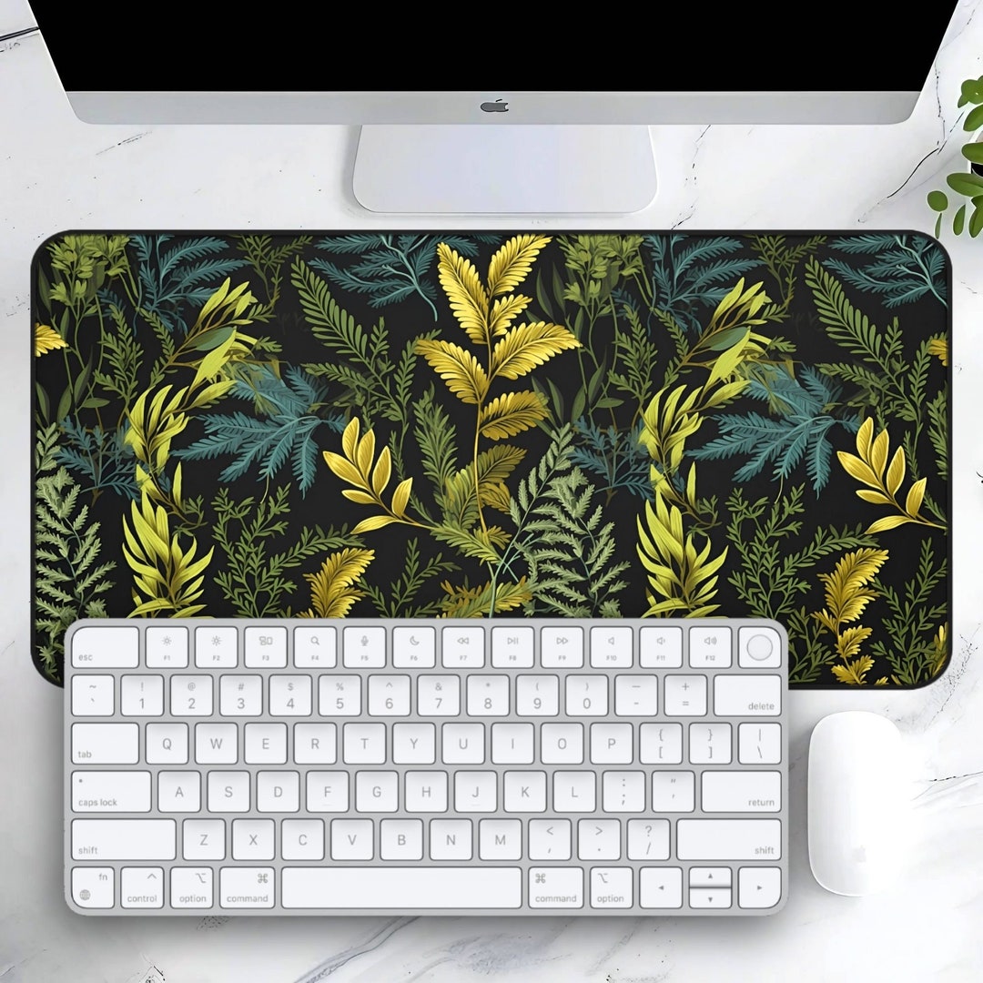 Forest Fern Desk Mat, Green Leaves Mousepad, Gaming Playmat XL, Lush ...