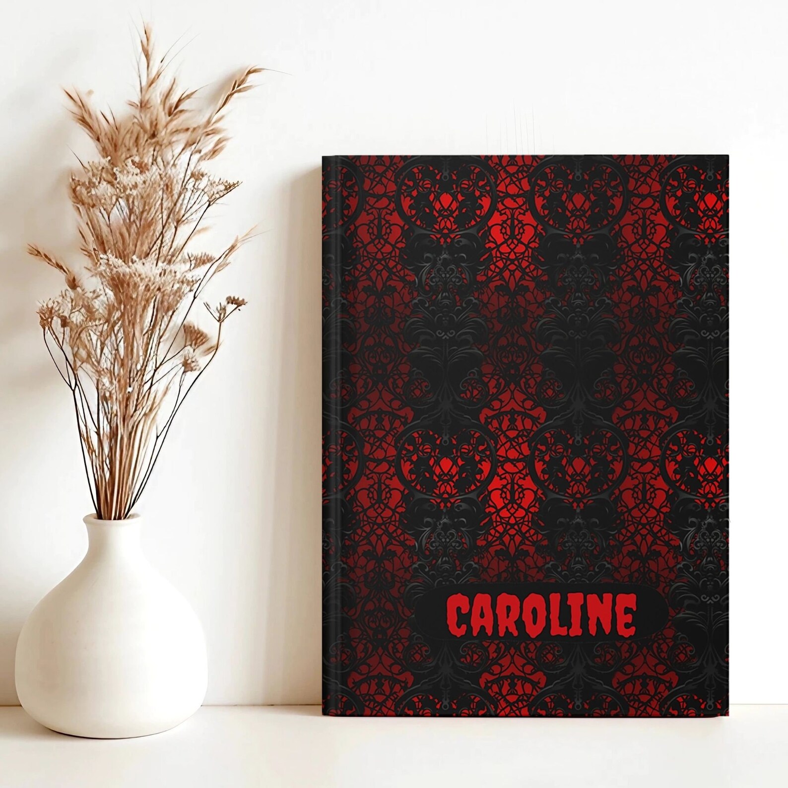 Vampire Lace Effect Journal Personalized Hardcover Notebook Dracula Red ...