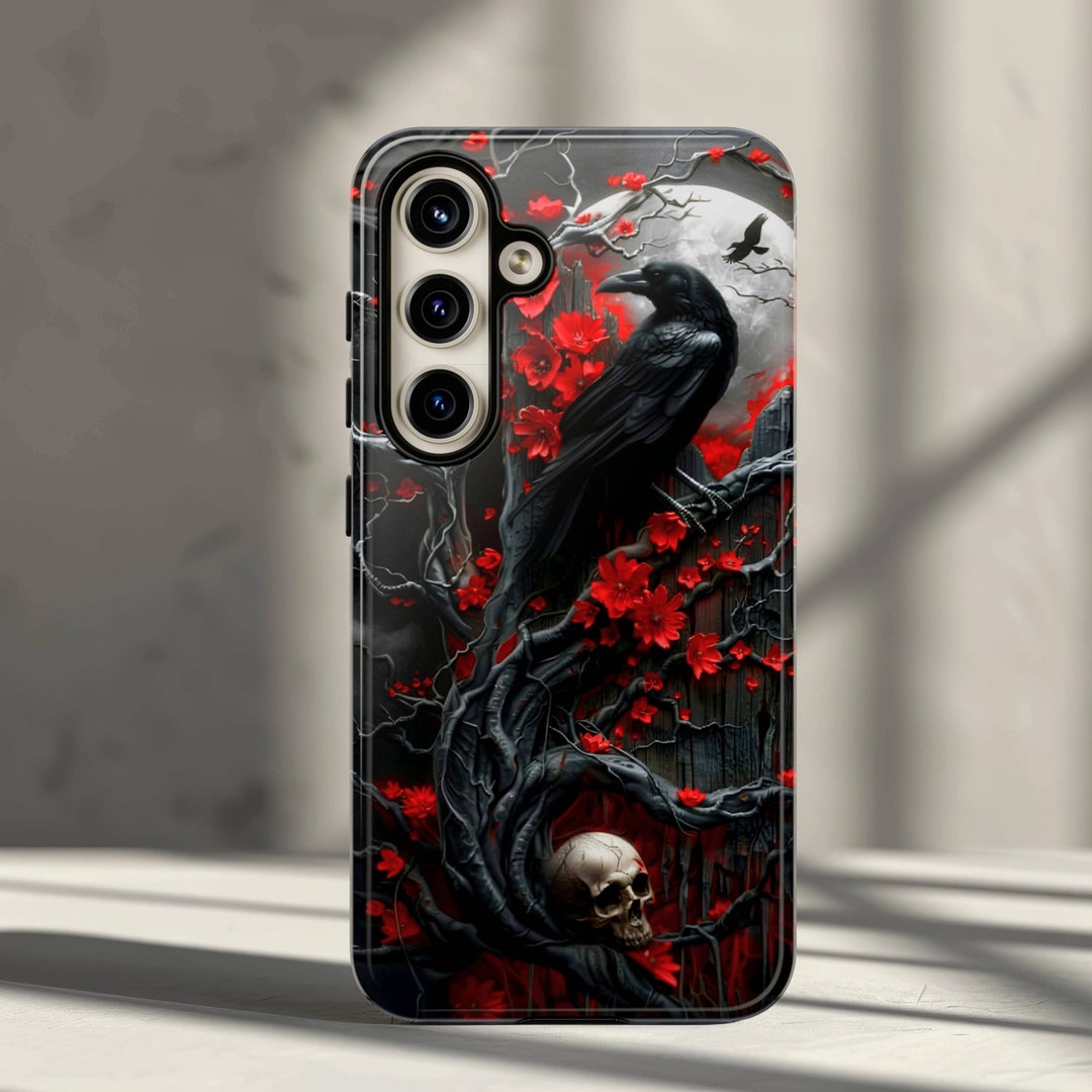 Goth Raven Phone Case Samsung Galaxy S26, S25, S24, S23, S22, Plus ...