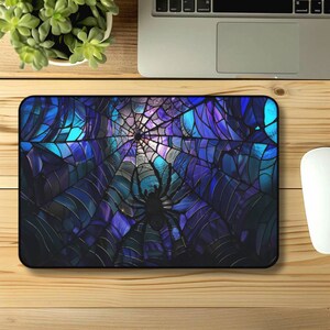 Gothic Spider Desk Mat, Faux Stained Glass Spider Web Mousepad, Gaming ...