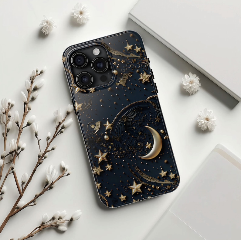 Starry Night Celestial Phone Case iPhone 17, 16, 15, 14, 13, 12, Pro ...
