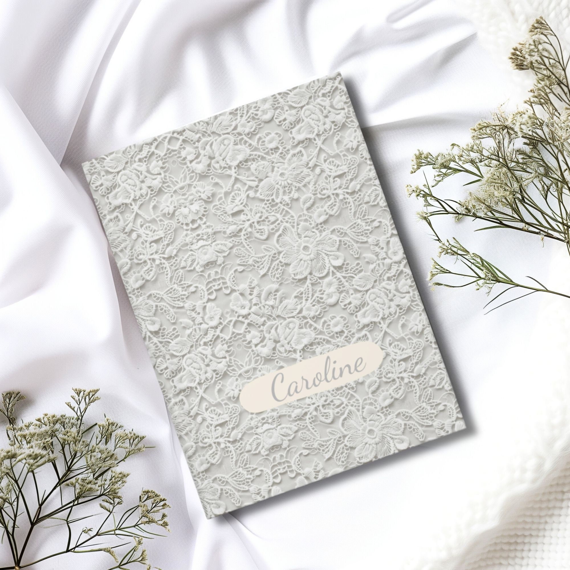 Boho Lace Effect Journal Personalized Hardcover Notebook With Faux ...