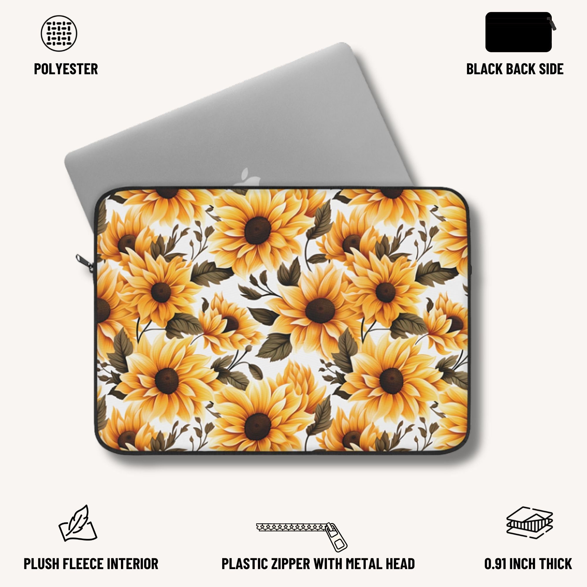 Sunflower Ghost Laptop Sleeve, Sun Flower Garden Computer Case for 12 ...