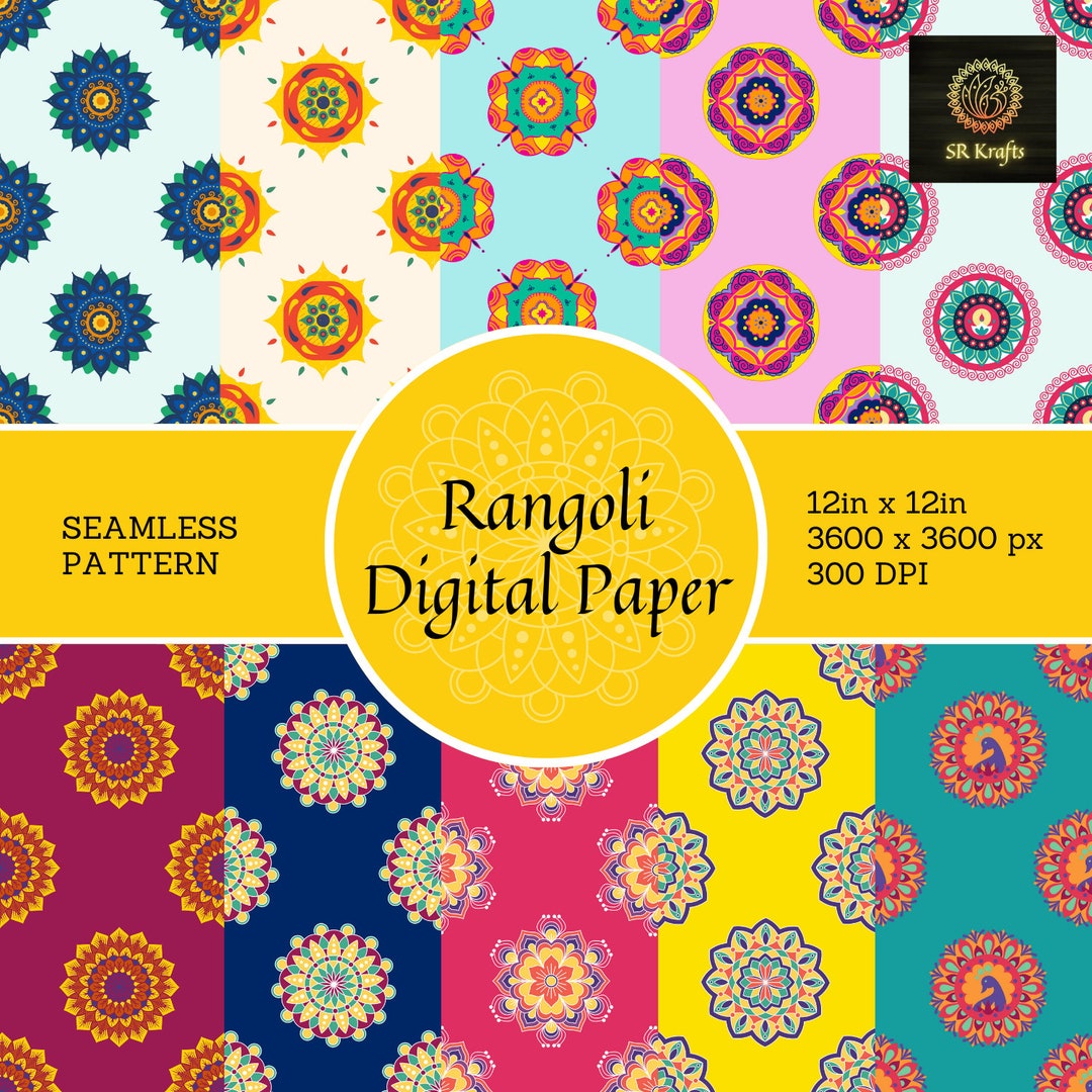Rangoli Digital Paper Seamless Pattern Digital Download Scrapbook ...