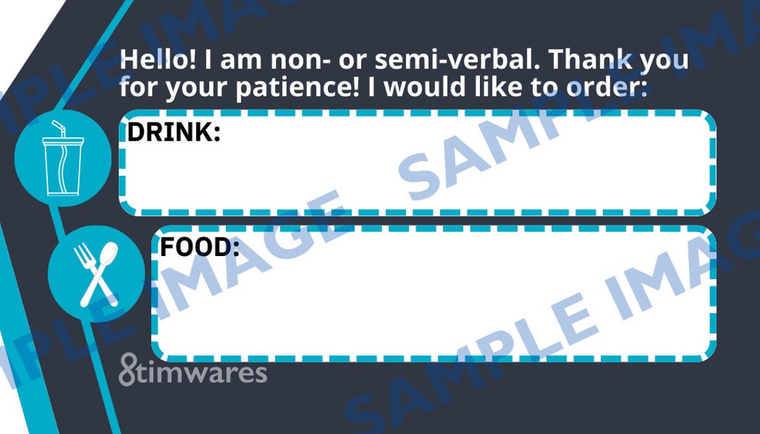Restaurant Ordering Cards - Non-verbal Communication Aid (DIGITAL ...