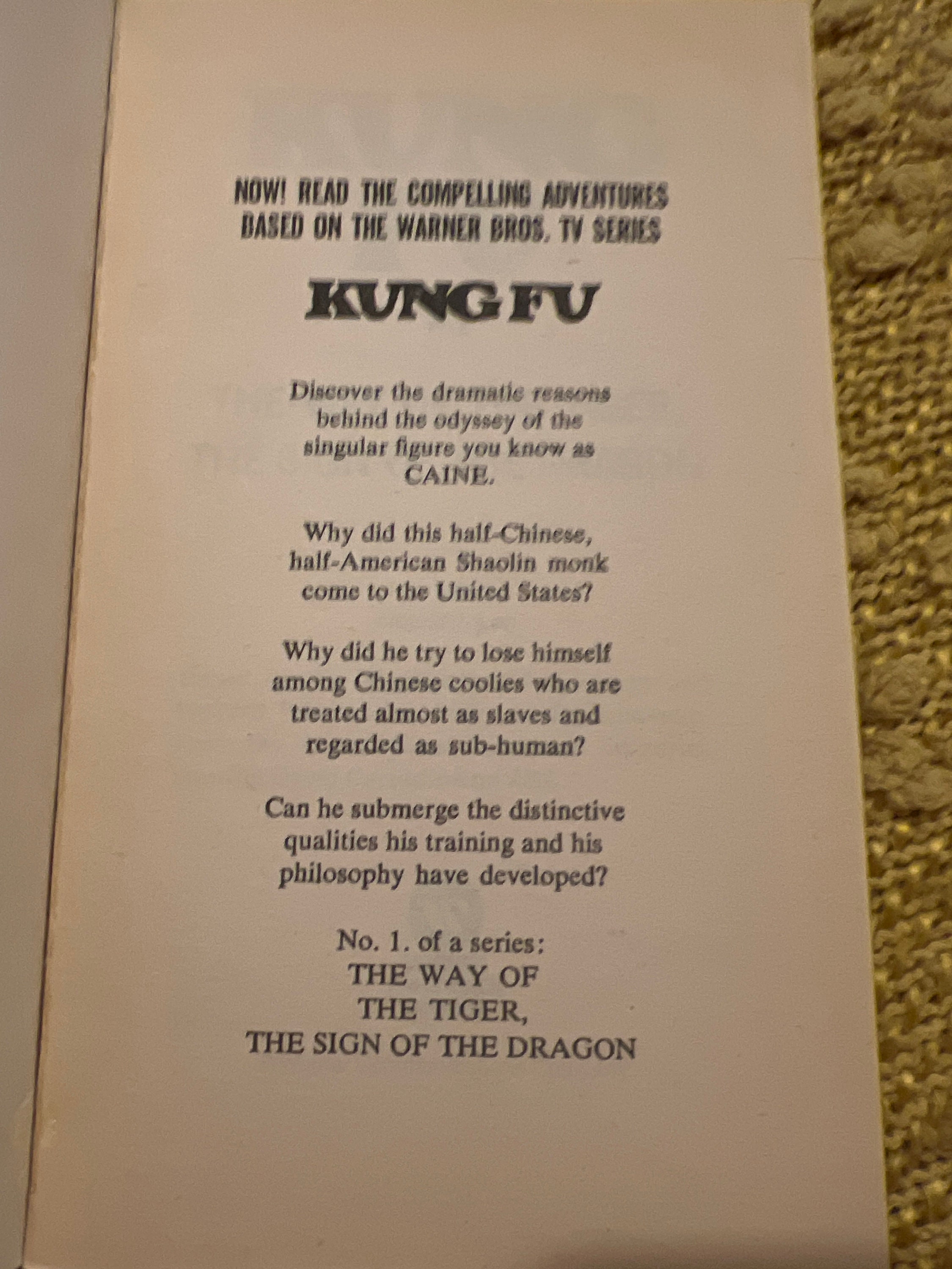 Kung Fu 1 the Way of the Tiger the Sign of the Dragon Howard - Etsy