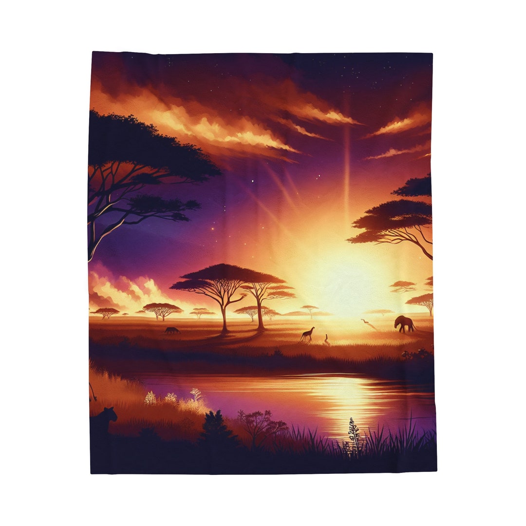Savanna Dawn Light Display - Plush Blanket - Etsy
