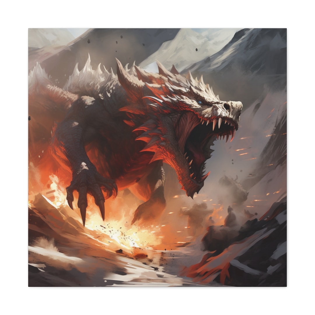 Fury of the Fire Drake Canvas - Etsy
