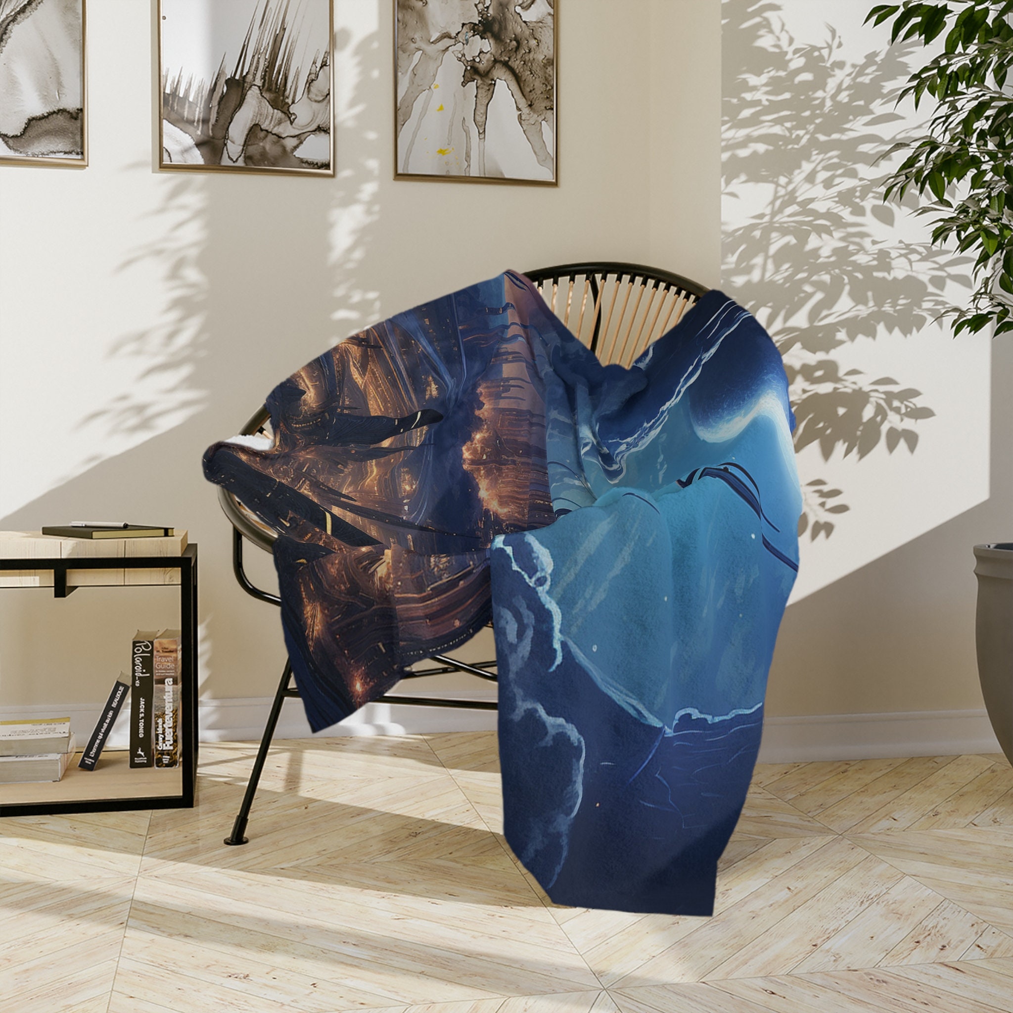 Lunar Rise Over Futuristic Metropolis Minky Blanket - Etsy