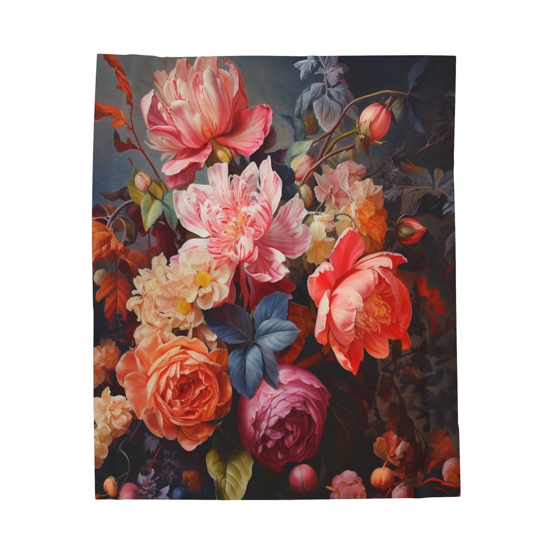 Lush Floral Symphony- Plush Blanket - Etsy