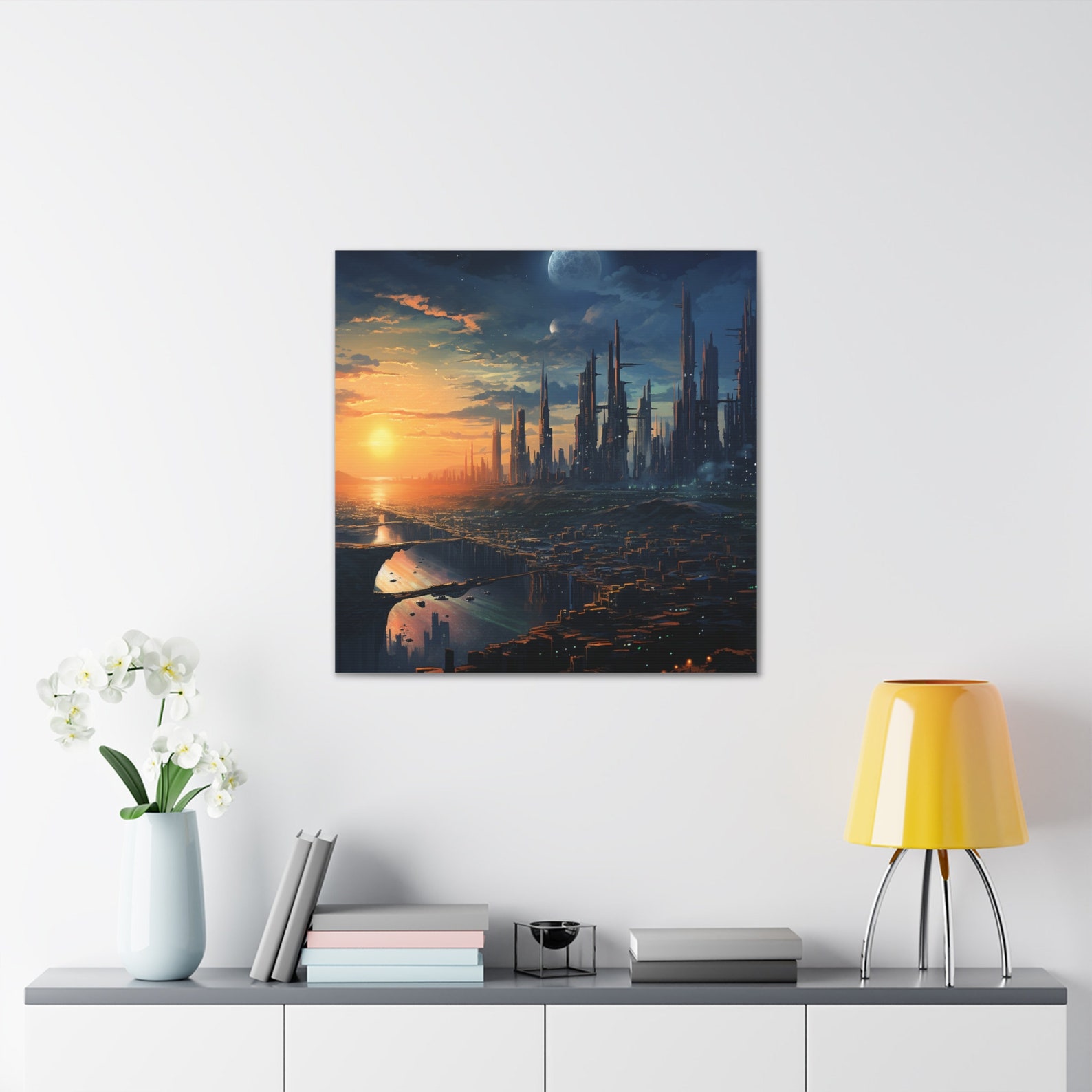 Sunset Horizons Over Future Metropolis Canvas - Etsy