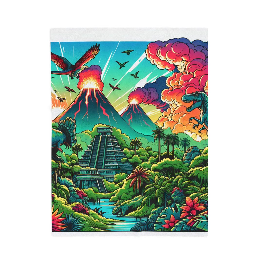 Prehistoric Landscape Explosion - Plush Blanket - Etsy