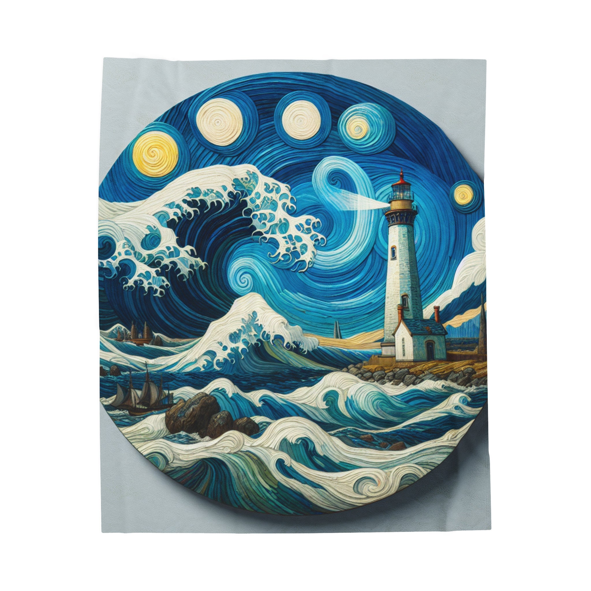 Lighthouse Amidst the Waves- Plush Blanket - Etsy