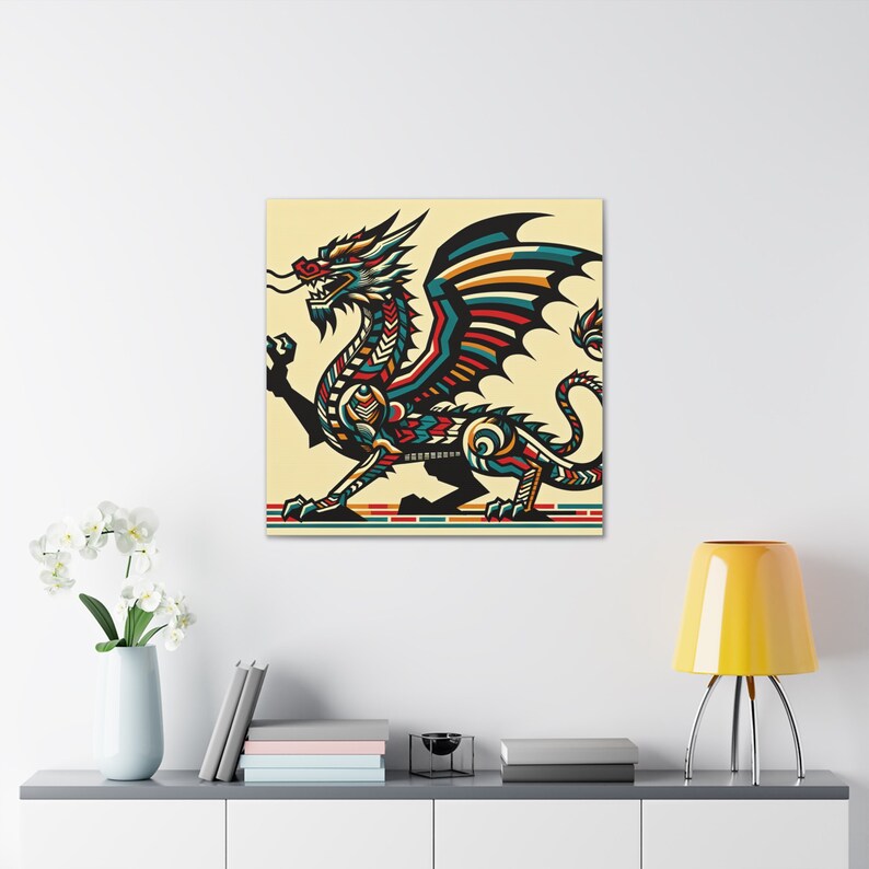 Mythical Creature in Geometric Patterns Canvas - Etsy
