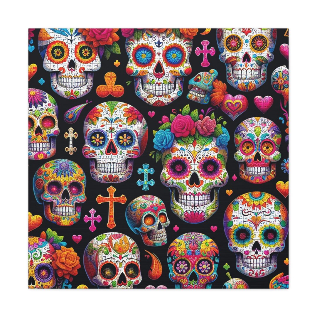 Colorful Calaveras Jigsaw Puzzle Canvas - Etsy