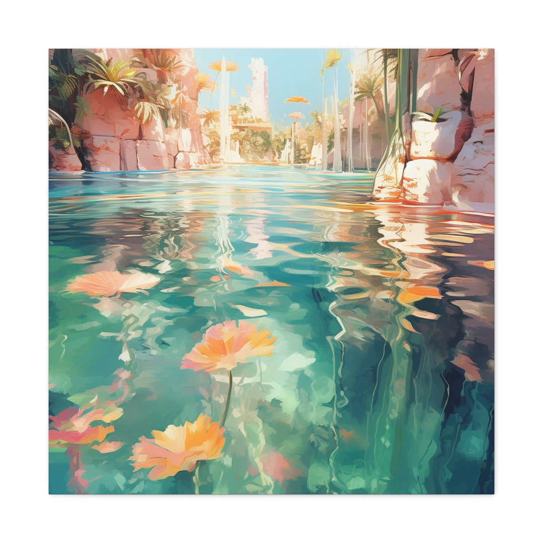 Tropical Serenity Oasis Canvas - Etsy