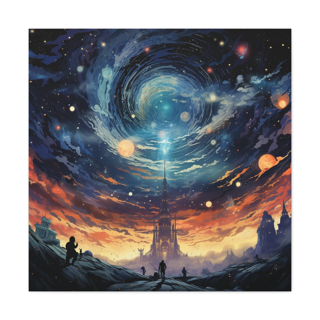 Galactic Space Beacon Rising Canvas - Etsy