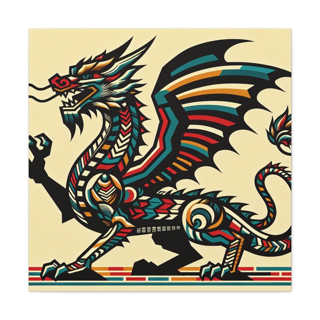 Mythical Creature in Geometric Patterns Canvas - Etsy