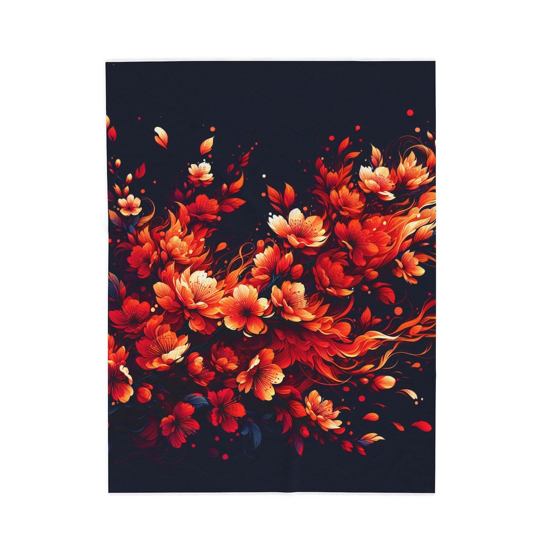 Fiery Petals in Flight - Plush Blanket - Etsy