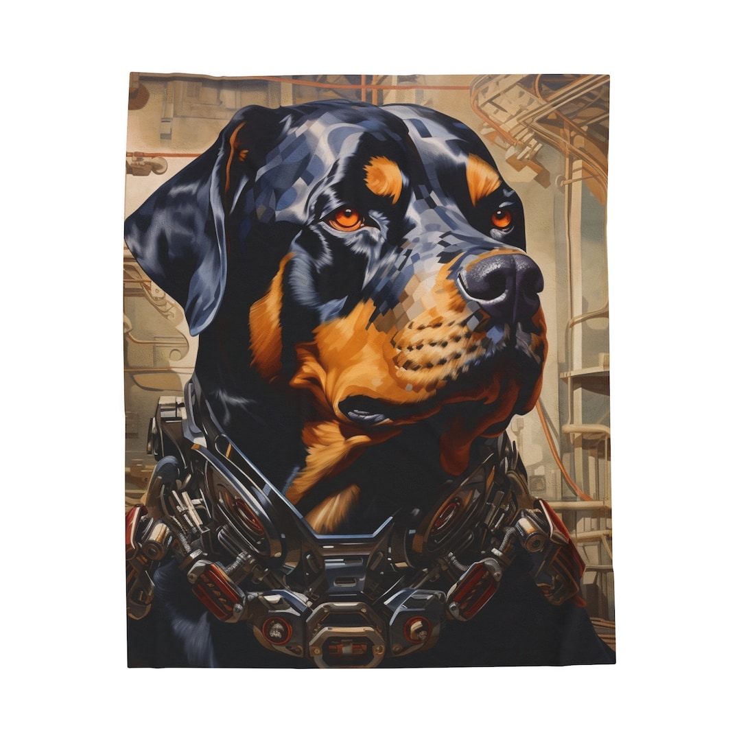 Cyber Sentinel Rottweiler - Plush Blanket - Etsy