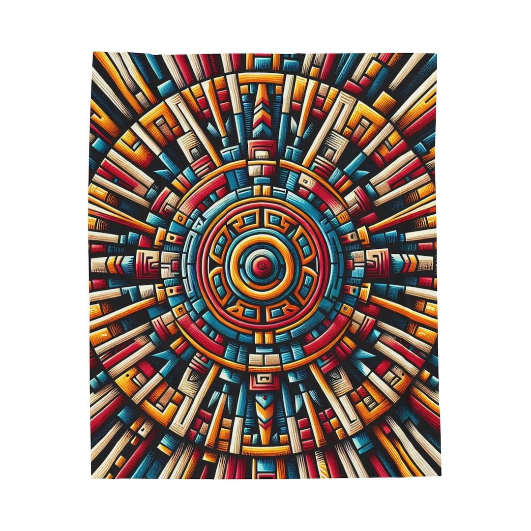 Radiant Aztec Mandala of Knowledge - Plush Blanket - Etsy