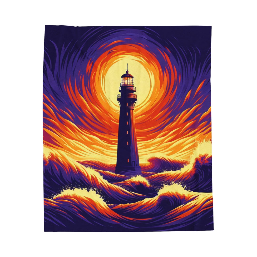 Lighthouse Guardian Amidst Ocean's Fury - Plush Blanket - Etsy