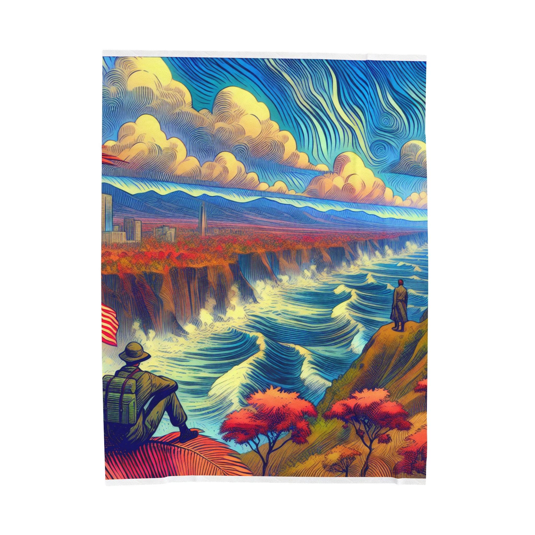 American Frontier Reimagined- Plush Blanket - Etsy