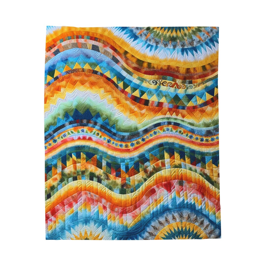 Radiant Waves Patchwork Quilt- Plush Blanket - Etsy