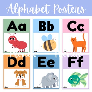 Classroom Alphabet Posters Alphabet Display Kindergarten Colorful ...