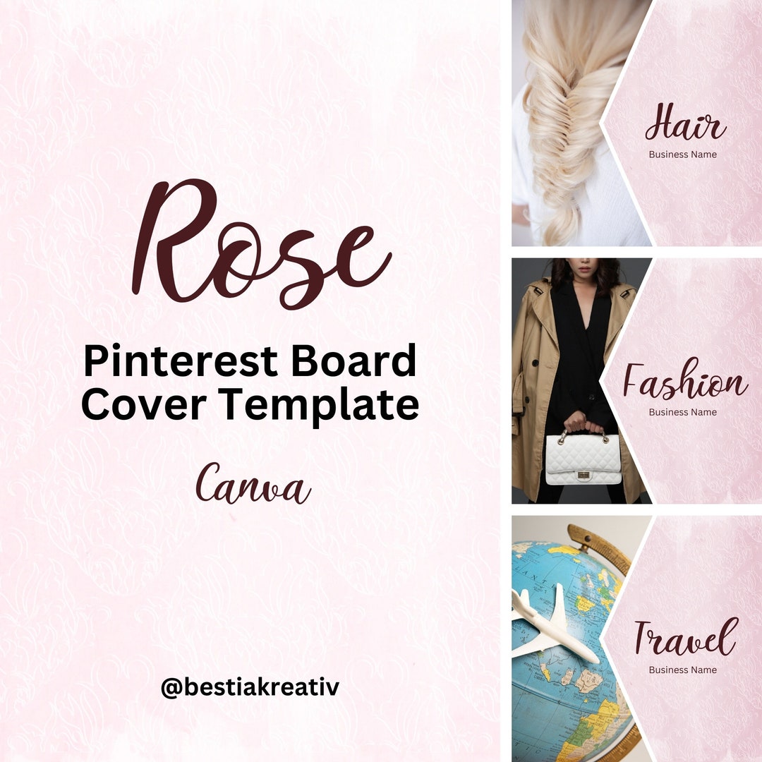 Pinterest Board Cover Template 'rose' by Bestiakreativ - Etsy