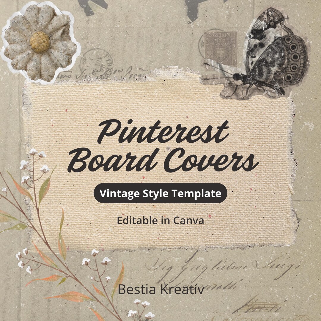 Pinterest Board Cover Template - Vintage by Bestiakreativ - Etsy