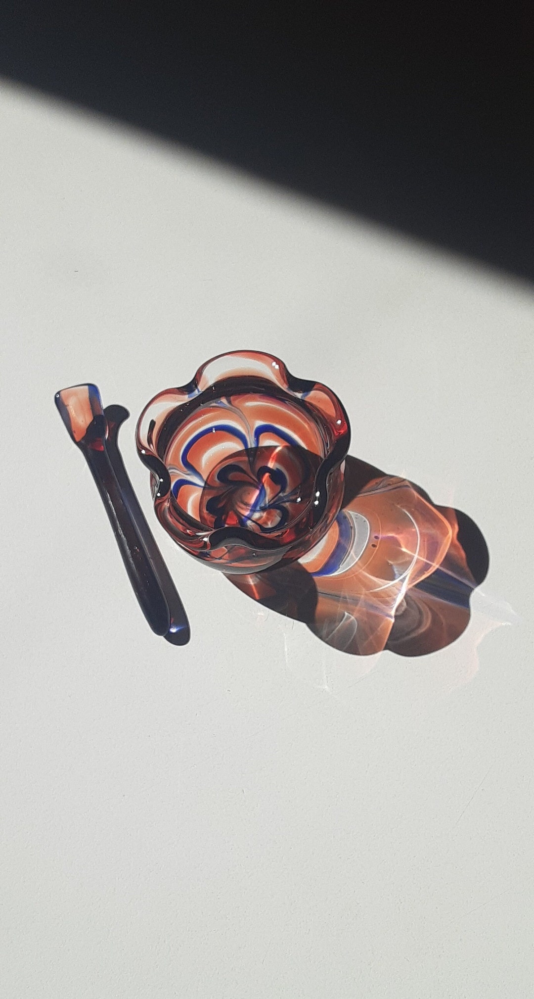 Delphi Open Salt- Handblown Borosilicate Glass Salt Dish and Spoon- Red ...