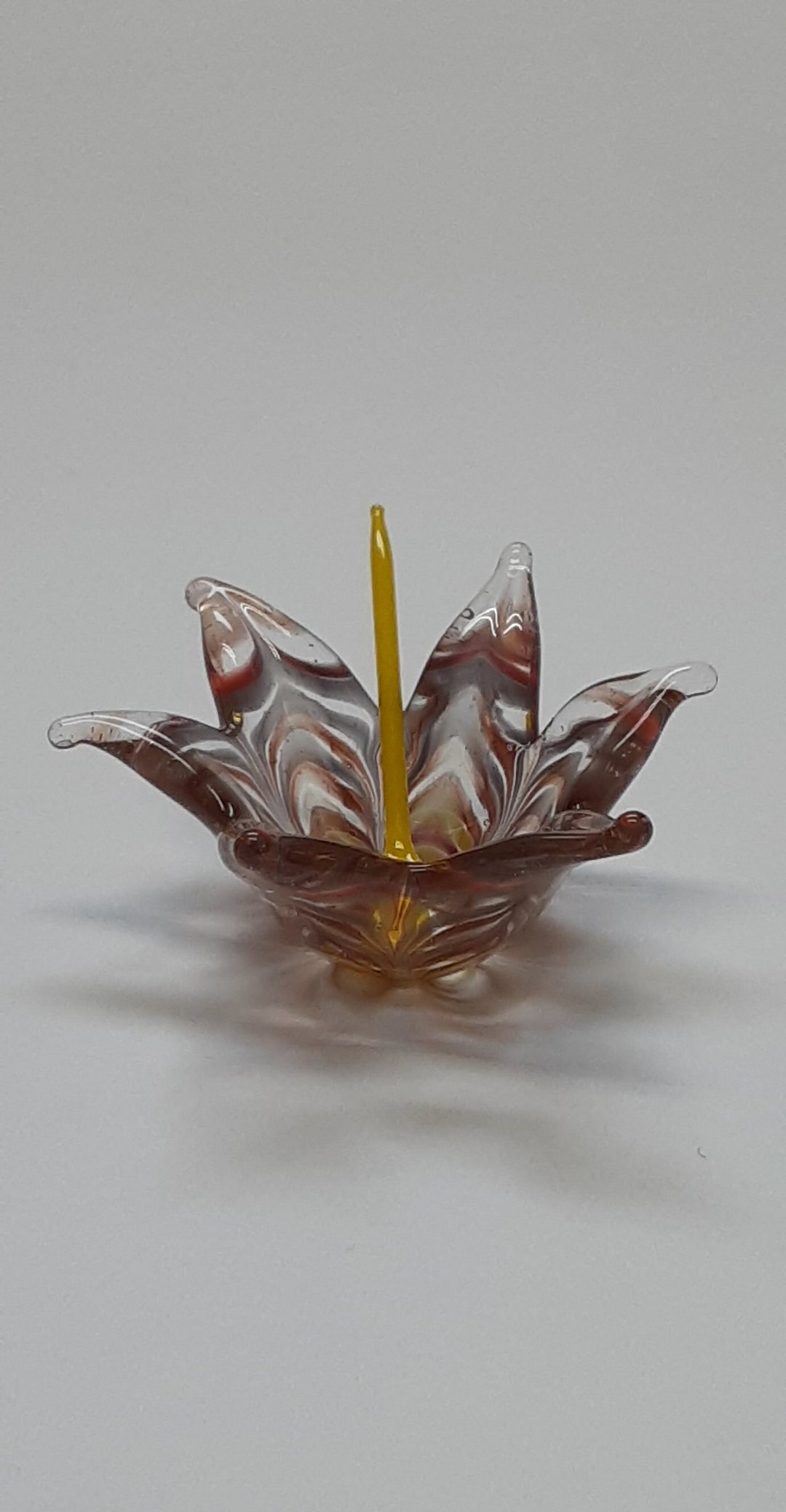 Glass Flower Dish With Spoon Borosilicate Sculptural Art Miniature for ...