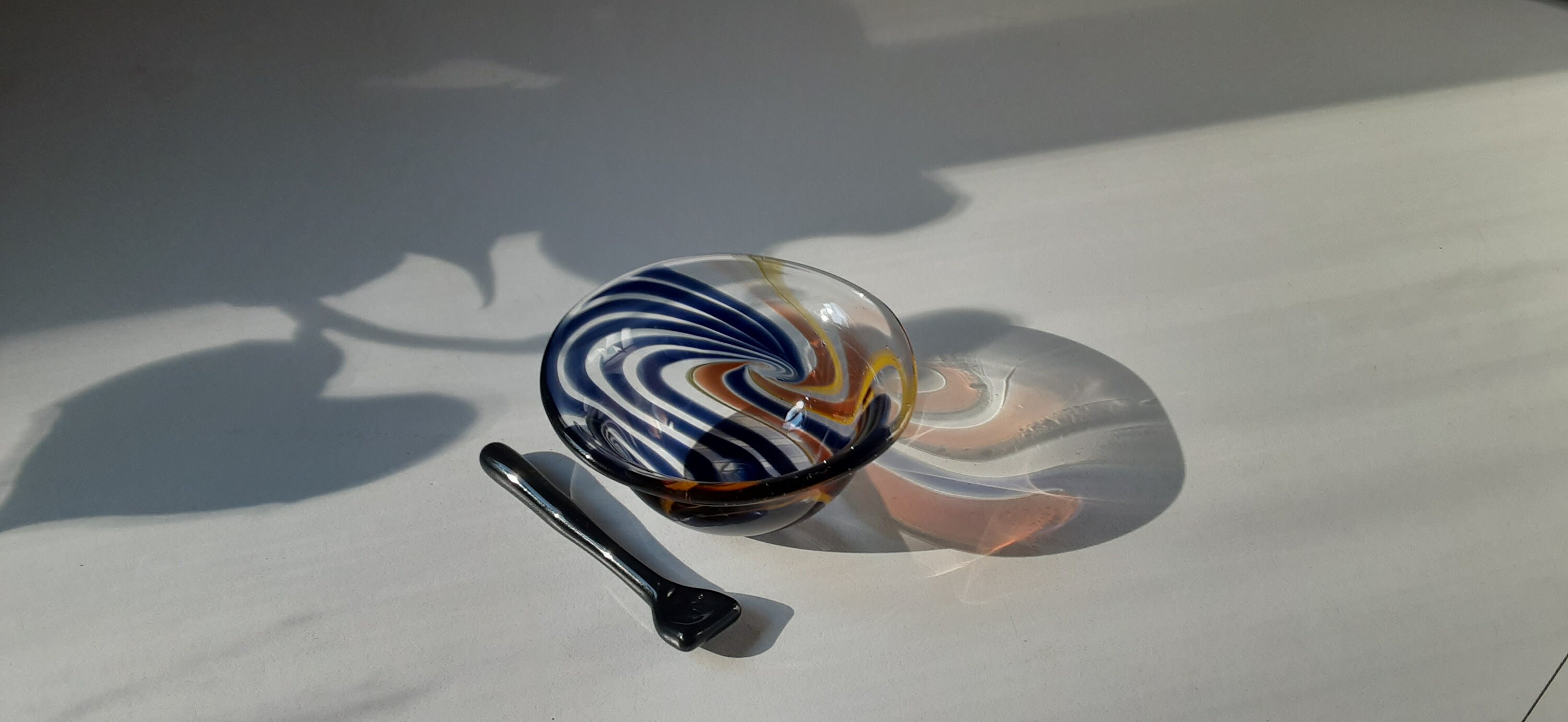 Salt Dish and Spoon Set- Handblown Glass Open Salt- Art Glass Home ...