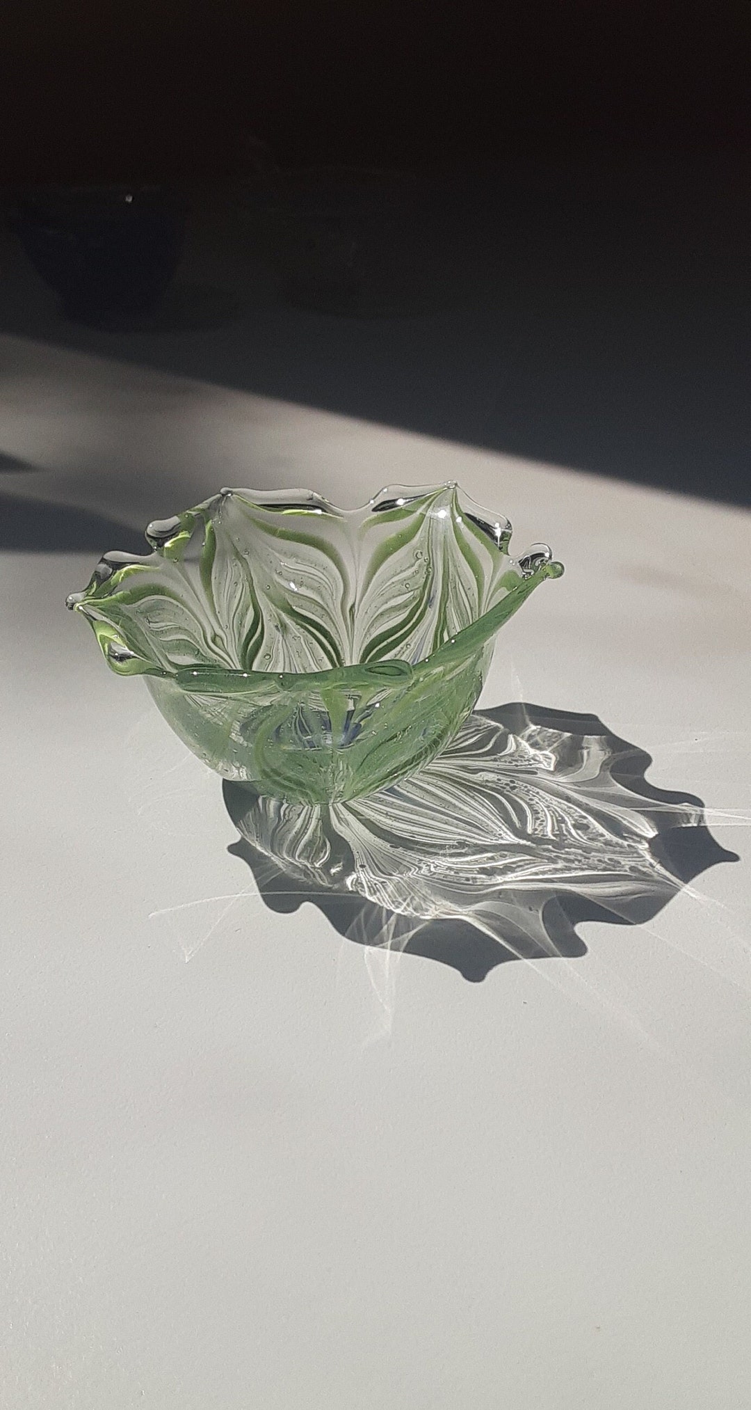 Pale Emerald- Open Salt- Handblown Glass Salt Dish and Spoon Set- Home ...