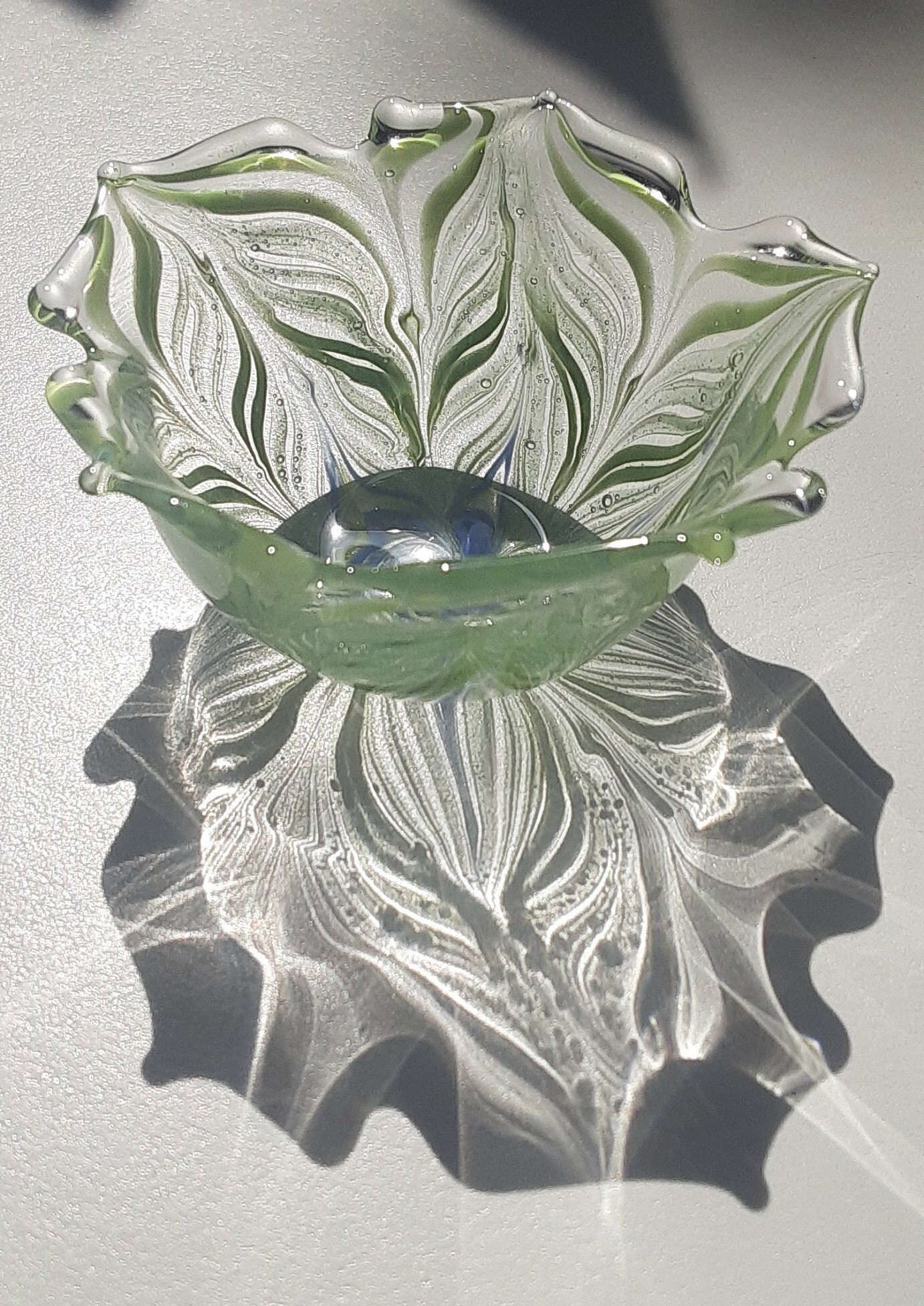 Pale Emerald Open Salt Handblown Glass Salt Dish and Spoon Set Home ...
