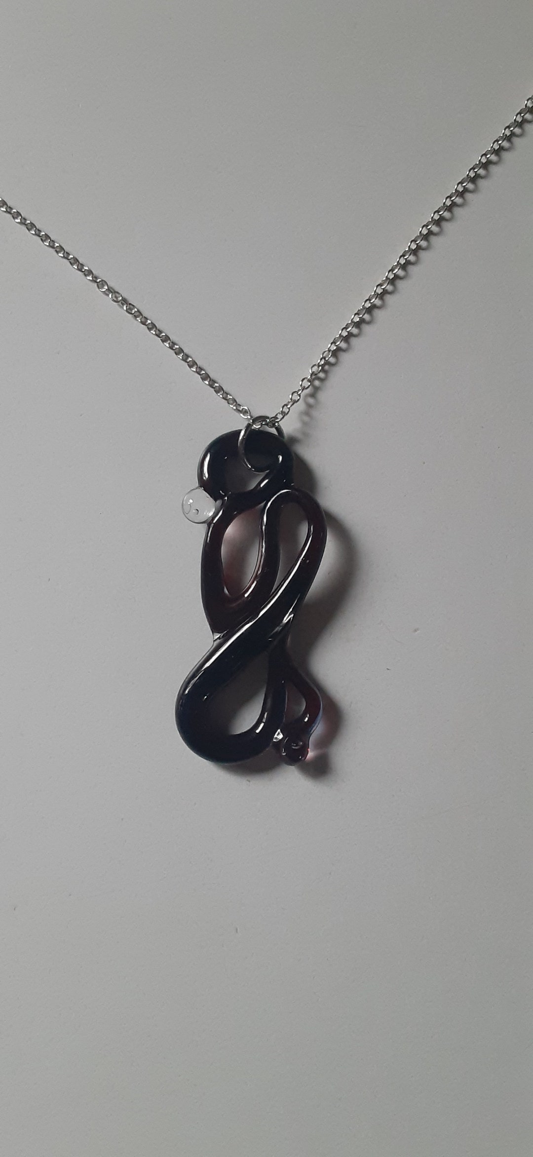 Red Serpent Handmade Glass Snake Pendant Sterling Silver Chain ...