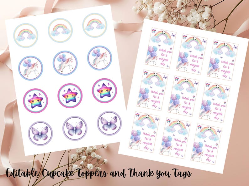 Editable Rainbow Unicorn Birthday Invitation Bundle (digital Download ...