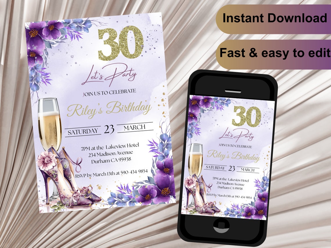 30th Birthday,30th Birthday Invitation,30th Birthday Invite,birthday ...