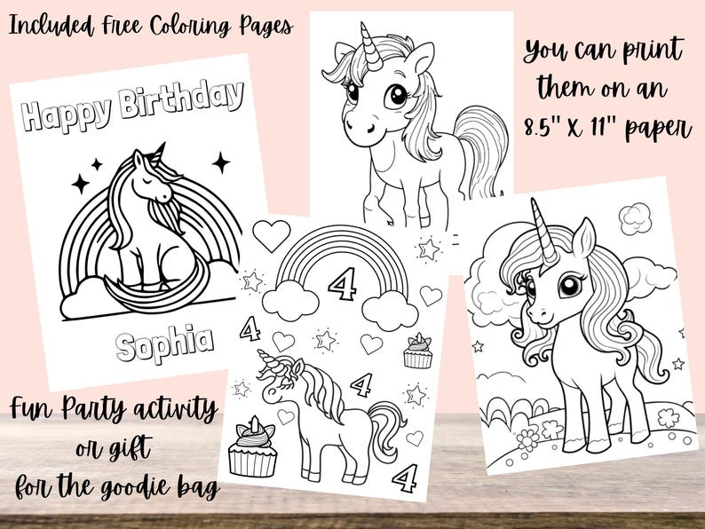 Editable Rainbow Unicorn Birthday Invitation Bundle (digital Download ...