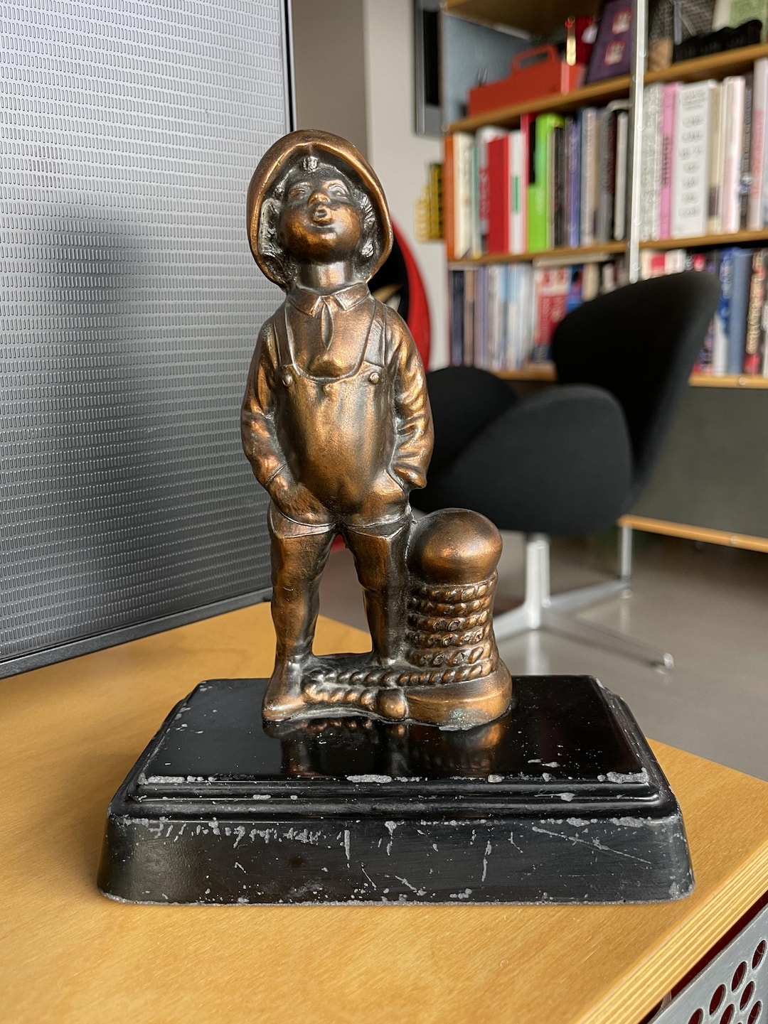 Vintage Fishing Boy Cast Iron Brass Bookend Sculpture - Etsy