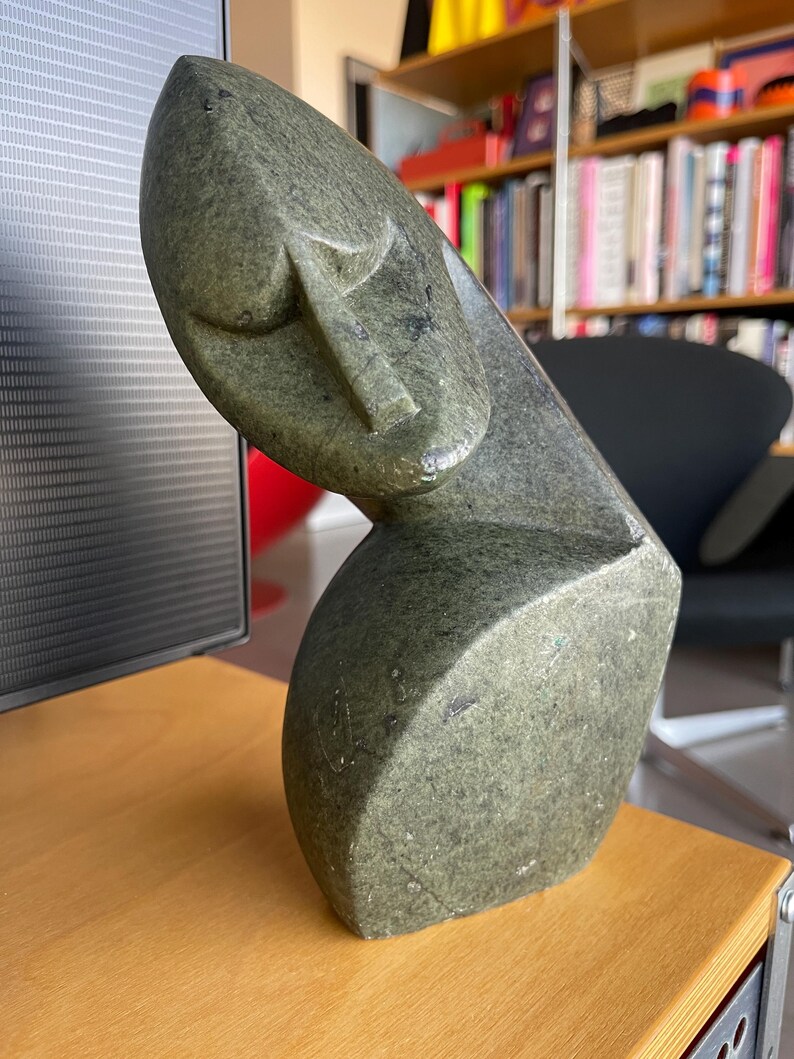 Cubist Figurative Form Stone Carving Bust Green - Etsy
