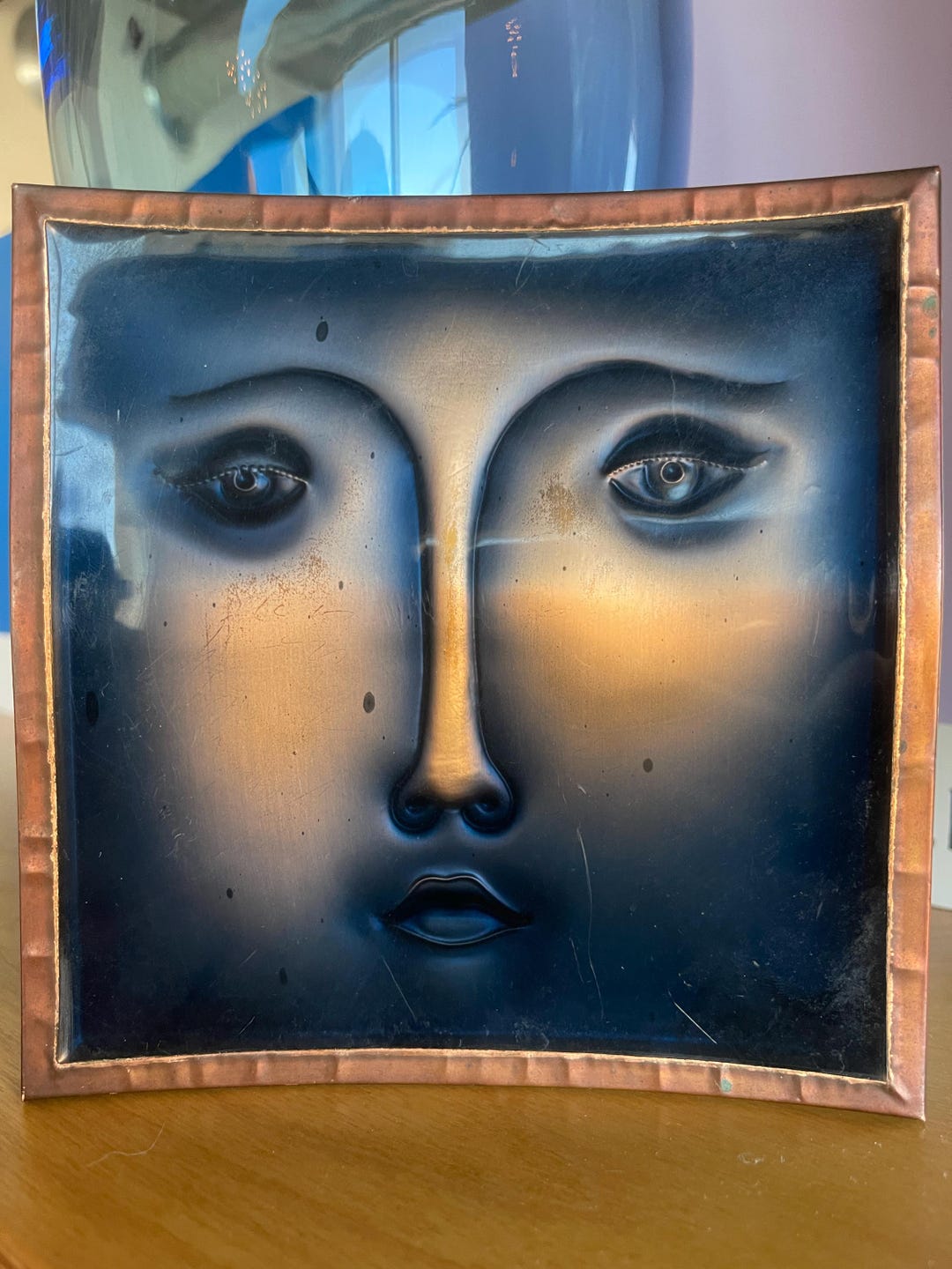 Original Donald J Handel Copper Enamel Glass Catchall Wall Plaque - Etsy