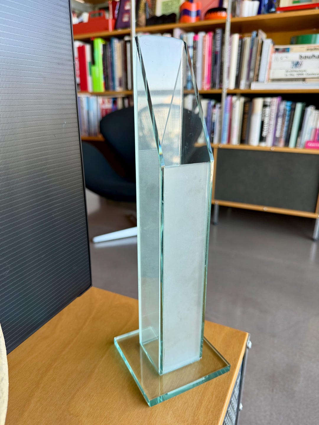Postmodern Frosted Clear Glass Spire Vase Sculpture Object Ettore ...